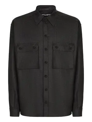 Dolce & Gabbana Oversize Flannel Shirt Shirts Gray - Grey