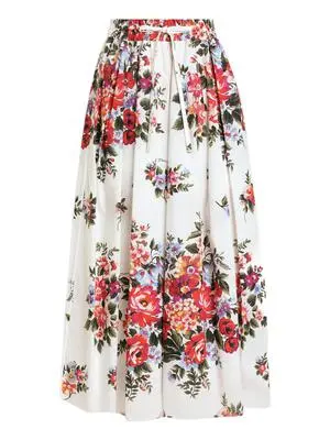 Dolce & Gabbana Flower Bouquet-print Skirt With Pleats Skirts - Multicolor