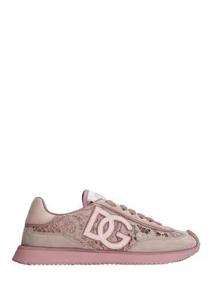 Dolce & Gabbana Dg Cushion Lace And Calfskin Sneakers - Multicolor