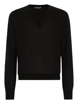 Dolce & Gabbana V-neck Cashmere Sweater - Black