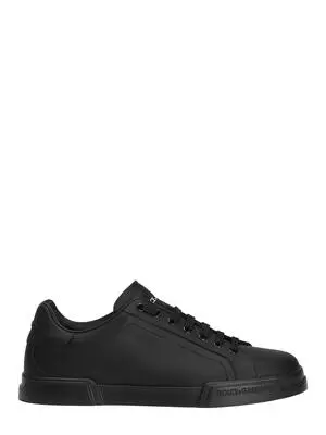 Dolce & Gabbana Portofino Light Sneaker In Calfskin - Man Sneakers Leather 41.5 Black