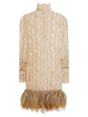 Dolce & Gabbana Floral Chantilly Lace Dress Dresses - Beige