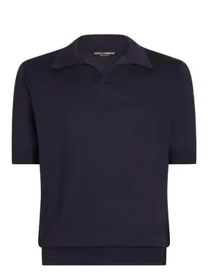 Dolce & Gabbana Silk Knit Polo Shirt Sweaters And Cardigans - Blue