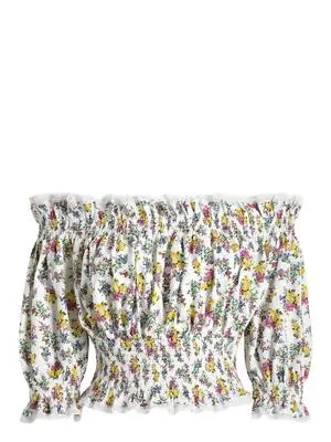 Dolce & Gabbana Small Floral-print Poplin Top Shirts And Tops - Multicolor