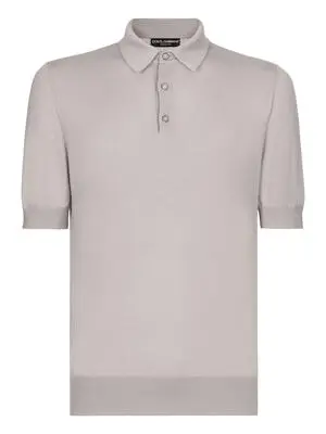 Dolce & Gabbana Silk And Cashmere Polo-shirt Sweaters And Cardigans Gray - Grey