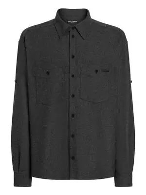 Dolce & Gabbana Mélange Wool Mat Shirt Shirts Gray Wool - Grey