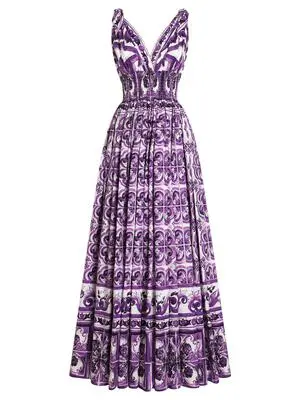 Dolce & Gabbana Majolica-print Poplin Dress Dresses - Multicolor