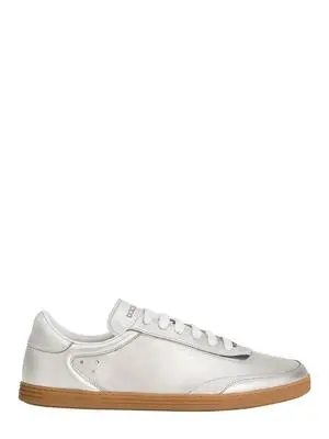 Dolce & Gabbana Saint Tropez Foiled Leather Sneakers - Silver
