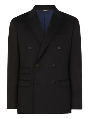 Dolce & Gabbana Deconstructed Double-breasted Cashmere Jacket Suits And Blazers - Blue