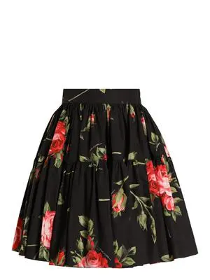 Dolce & Gabbana Rose Bouquet Print Tiered Mini Skirt - Multicolor