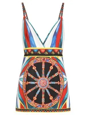 Dolce & Gabbana Carretto-print Fabric Short Dress� Dresses Multi-colored - Multicolor
