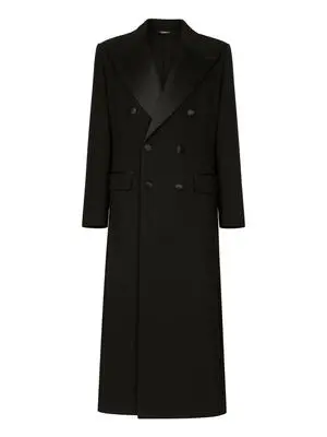 Dolce & Gabbana Double-breasted Stretch Wool Crepe Coat Coats And Jackets Wool - Black