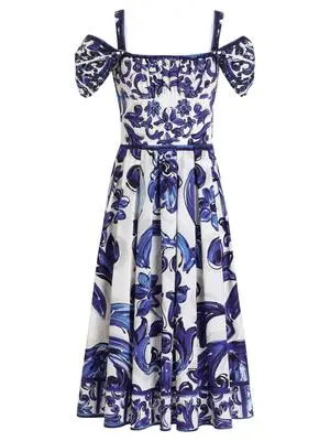 Dolce & Gabbana Dg Exclusive Majolica- Short Poplin Dress Dresses - Print