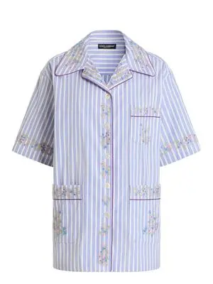 Dolce & Gabbana Cotton Shirt With Flower Embroidery - Multicolor