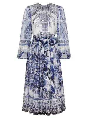 Dolce & Gabbana Majolica Print Chiffon Midi Dress - Multicolor