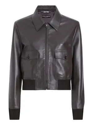 Dolce & Gabbana Short Plongé Nappa Leather Jacket Coats And Jackets - Brown