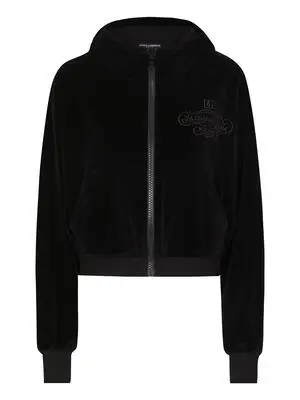 Dolce & Gabbana Chenille Cotton Hooded Sweatshirt - Black