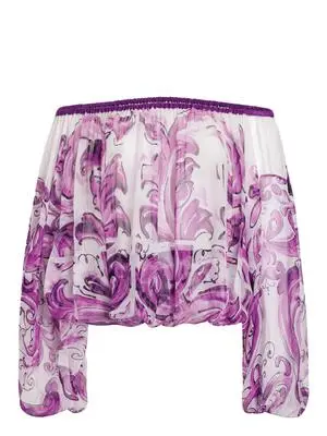 Dolce & Gabbana Majolica Print Silk Chiffon Blouse - Multicolor