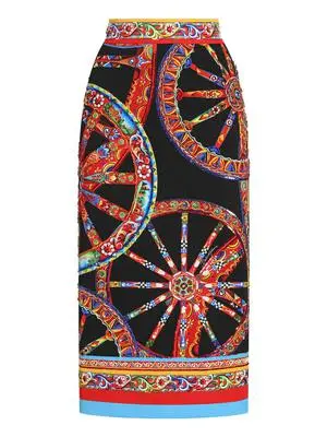 Dolce & Gabbana Carretto-print Charmeuse Long Skirt Skirts Multi-colored - Multicolor