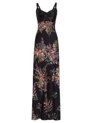 Dolce & Gabbana Flower Bouquets-print Long Charmeuse Dress - Dresses 46 Multicolor