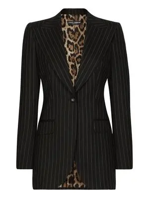 Dolce & Gabbana Single-breasted Pinstripe Wool Turlington Jacket Coats And Jackets - Multicolor