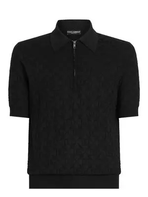Dolce & Gabbana Silk Polo Shirt With Logo Sweaters And Cardigans - Black