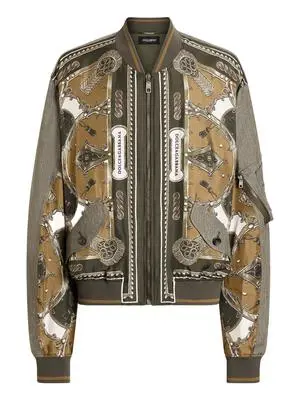 Dolce & Gabbana Cargo-print Oversized Twill Bomber Jacket Coats And Jackets - Multicolor