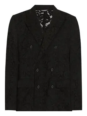 Dolce & Gabbana Sicilia Double-breasted Jacket In Cordonetto Lace Suits And Blazers - Black
