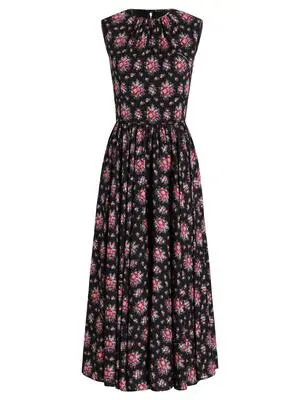Dolce & Gabbana Charmeuse Floral Print Midi Dress - Multicolor