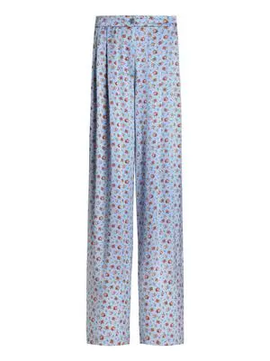 Dolce & Gabbana Small Rose-print Silk Wide-leg Trousers - Multicolor