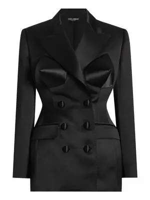 Dolce & Gabbana Double-breasted Duchess Satin Jacket With Conical Cups - Black
