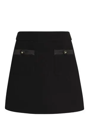 Dolce & Gabbana A-line Wool Crepe Miniskirt Skirts - Black
