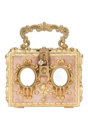Dolce & Gabbana Calfskin Dolce Box Bag With Rhinestone And Mirrored Detailing Handbags Multi-colored - Multicolor