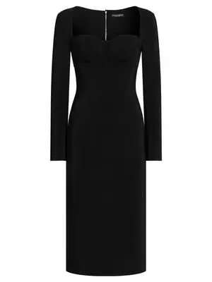 Dolce & Gabbana Cady Sheath Dress With Long Sleeves - Black