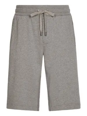 Dolce & Gabbana Cotton Jersey Jogging Shorts With Logo Tag - Grey