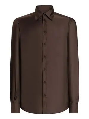 Dolce & Gabbana Martini Shirt In Silk Twill Shirts - Brown