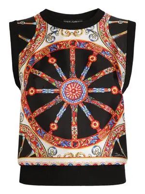 Dolce & Gabbana Sleeveless Crew Neck Knit Top - Multicolor