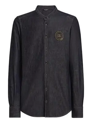 Dolce & Gabbana Denim Martini Shirt With Patch Denim Multi-colored - Multicolor