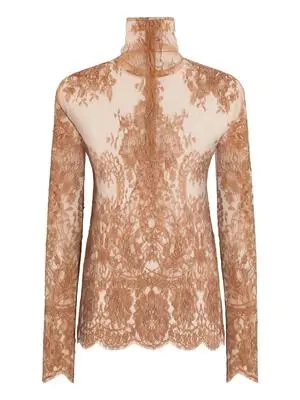 Dolce & Gabbana Chantilly Lace Blouse Shirts And Tops - Beige