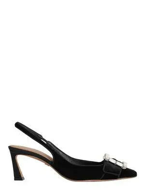Dolce & Gabbana Velvet Slingbacks With Embellished Buckle - Black