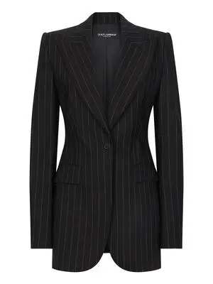 Dolce & Gabbana Single-breasted Pinstripe Wool Turlington Jacket Blazers - Multicolor