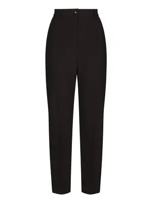 Dolce & Gabbana Wool Pants With Duchesse Tuxedo Band Pants And Shorts Fabric - Black