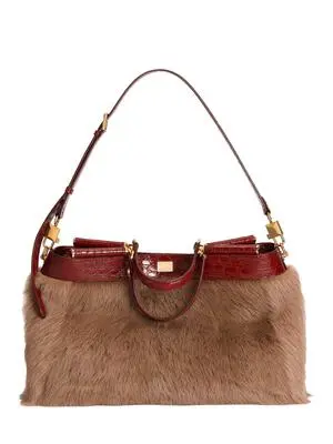 Dolce & Gabbana My Sicily Shearling And Alligator Handbag Handbags - Multicolor