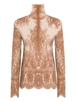 Dolce & Gabbana Chantilly Lace Blouse - Shirts And Tops 44 Beige