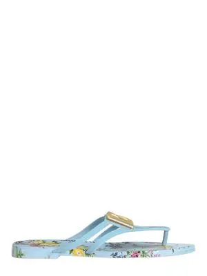 Dolce & Gabbana Rubber Beachwear Slides With Logo And Little Flowers Print - Slides And Mules 38 Multicolor