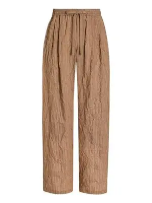 Dolce & Gabbana Crinkled Striped Linen-blend Wide-leg Trousers - Multicolor