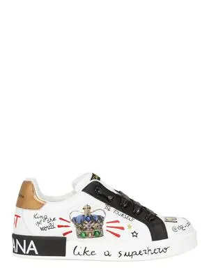 Dolce & Gabbana Printed Calfskin Dg King Sneakers - Multicolor