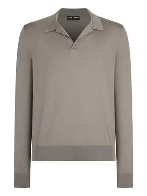 Dolce & Gabbana Silk Polo Shirt Sweaters And Cardigans - Beige