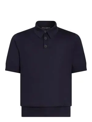 Dolce & Gabbana Silk Polo Shirt - Man Sweaters And Cardigans 54 Blue