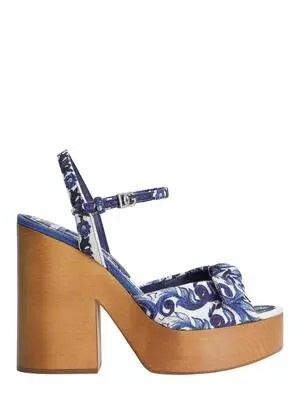 Dolce & Gabbana Dg Exclusive Majolica-print Wedge Sandal Sandals And Wedges - Multicolor